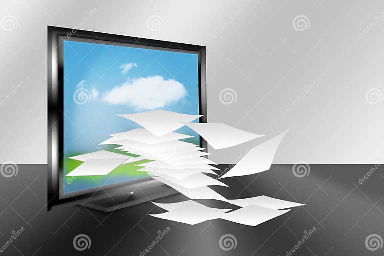 Computer Lcd Monitor with Black Frame Stock Illustration - Illustration ...