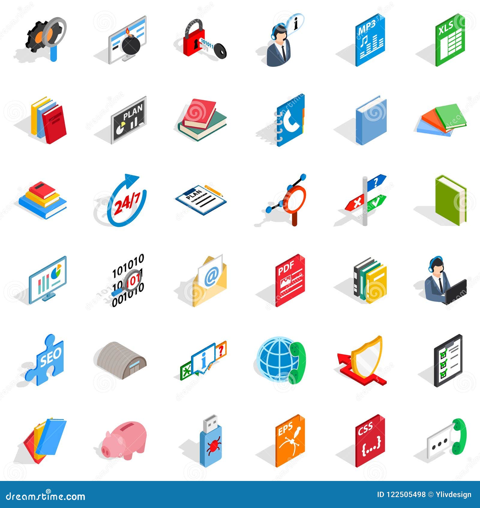 Computer Learning Icons Set, Isometric Style Stock Vector ...