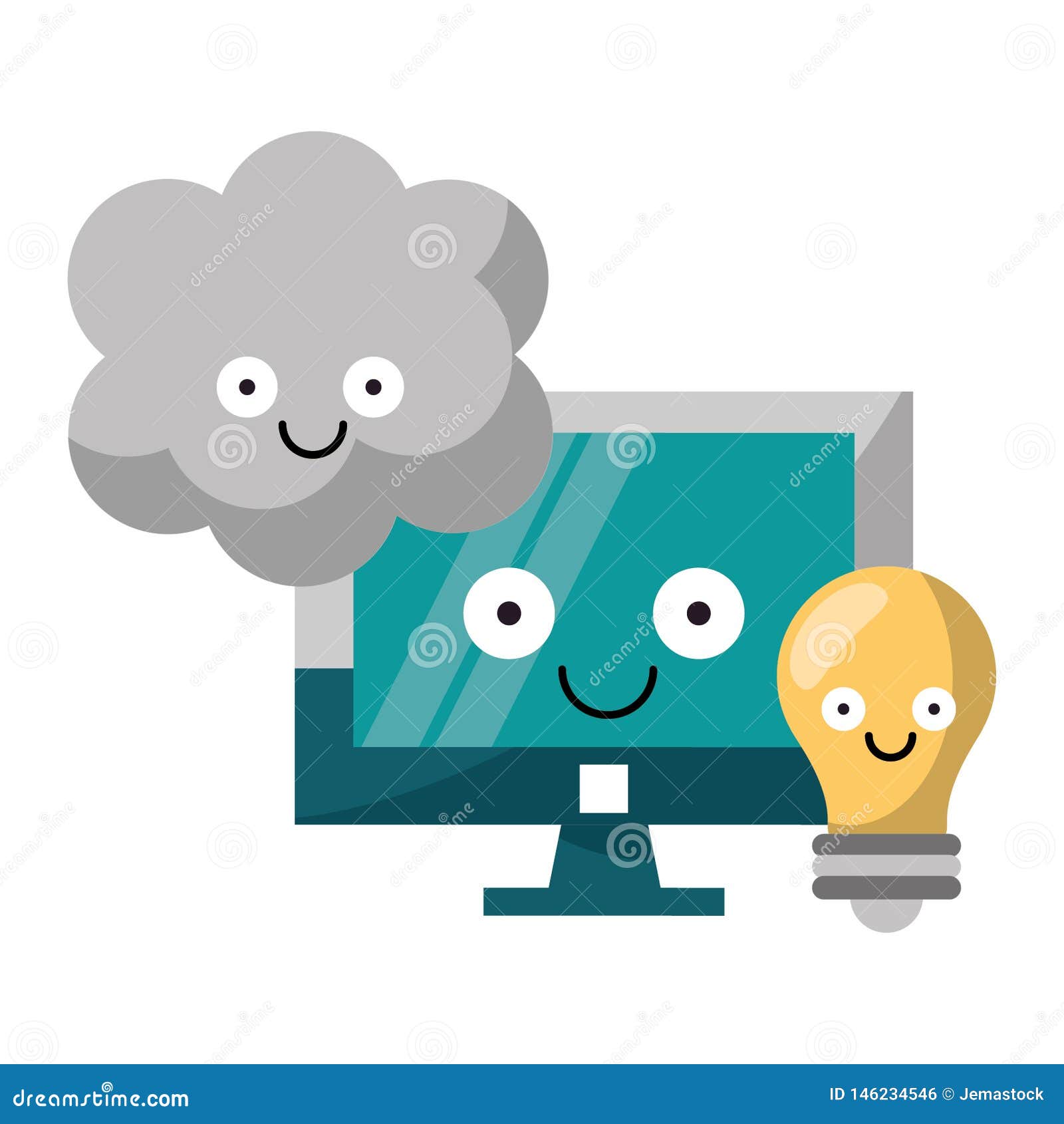 Computer and Light Bulb with Cloud Computing Stock Vector ...
