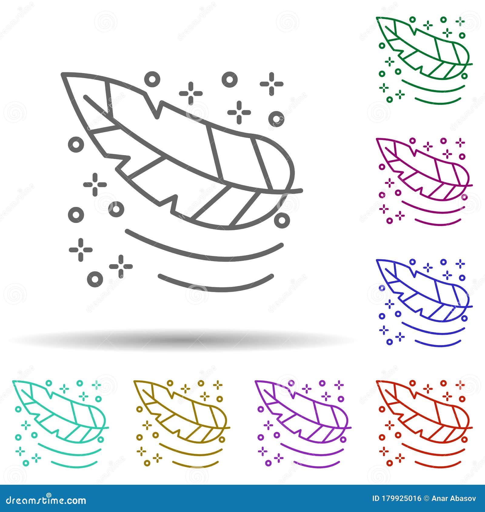 Computer Lightweight Feather Multi Color Icon. Simple Thin Line ...