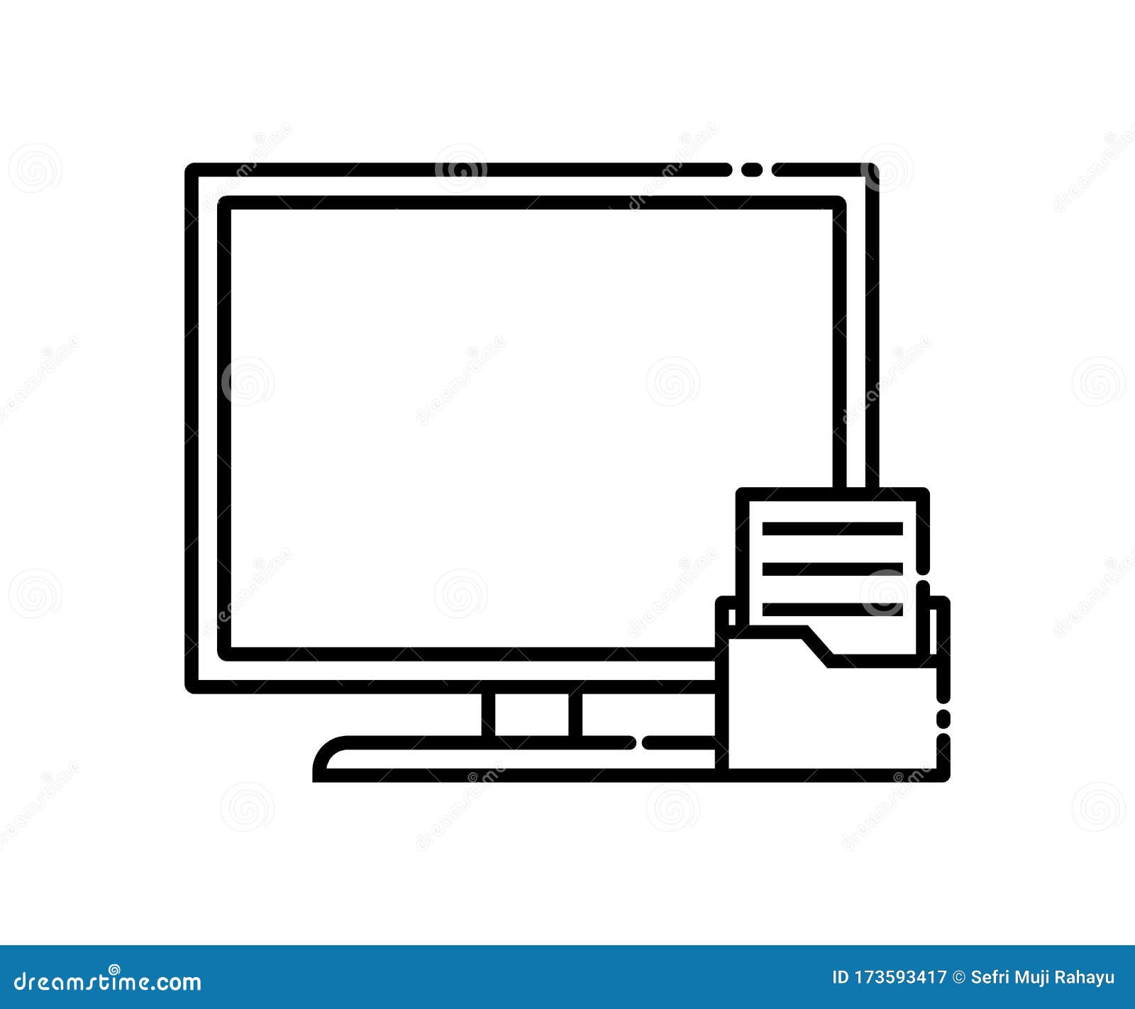 Computer Line Icon with Application Vector Illustration Stock Vector ...