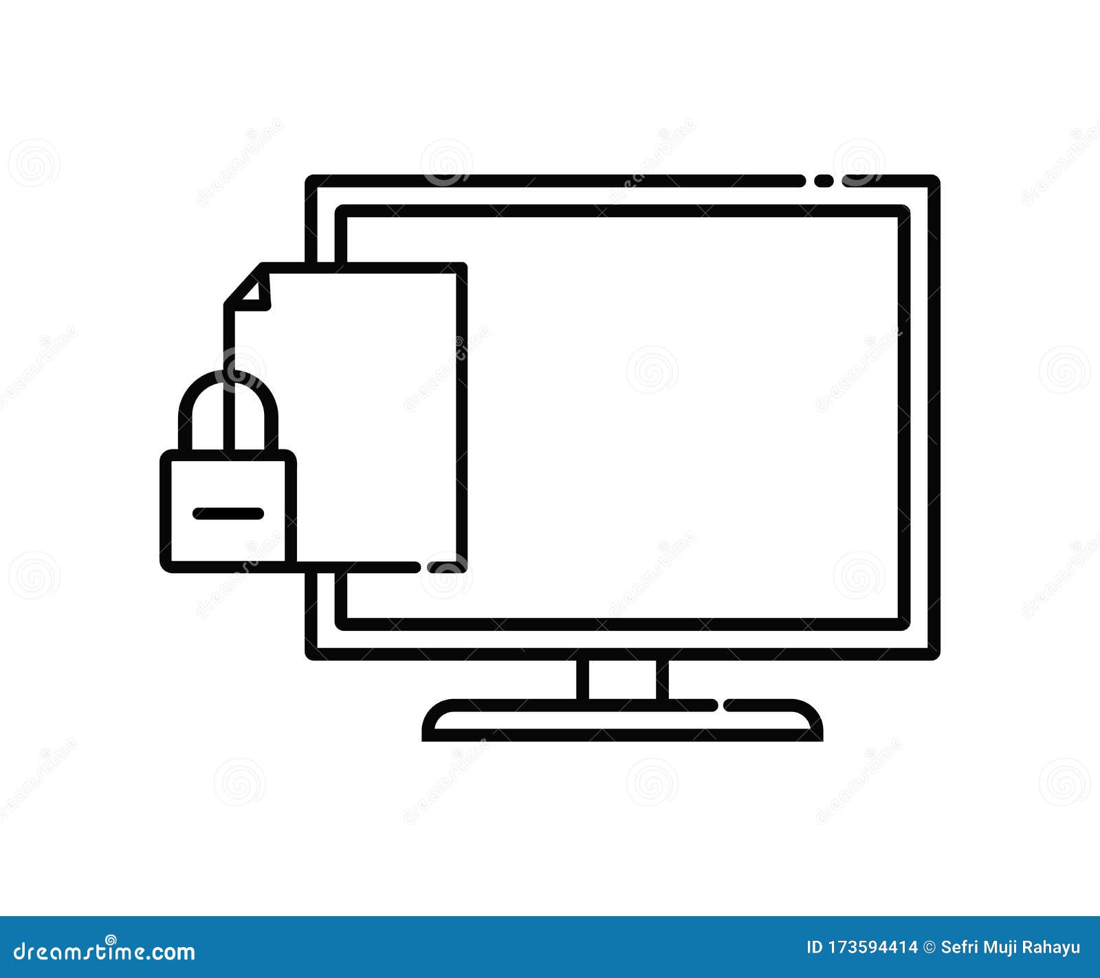 Computer Line Icon with Application Vector Illustration Stock Vector ...