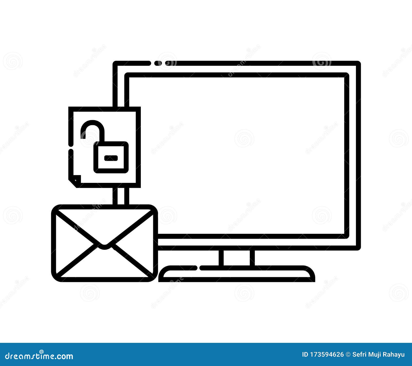 Computer Line Icon with Application Vector Illustration Stock Vector ...