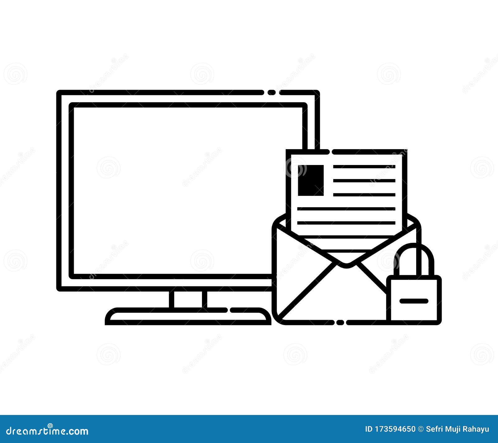 Computer Line Icon with Application Vector Illustration Stock Vector ...