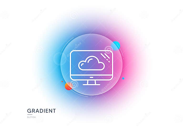 Computer Line Icon Cloud Storage Service Sign Monitor Symbol