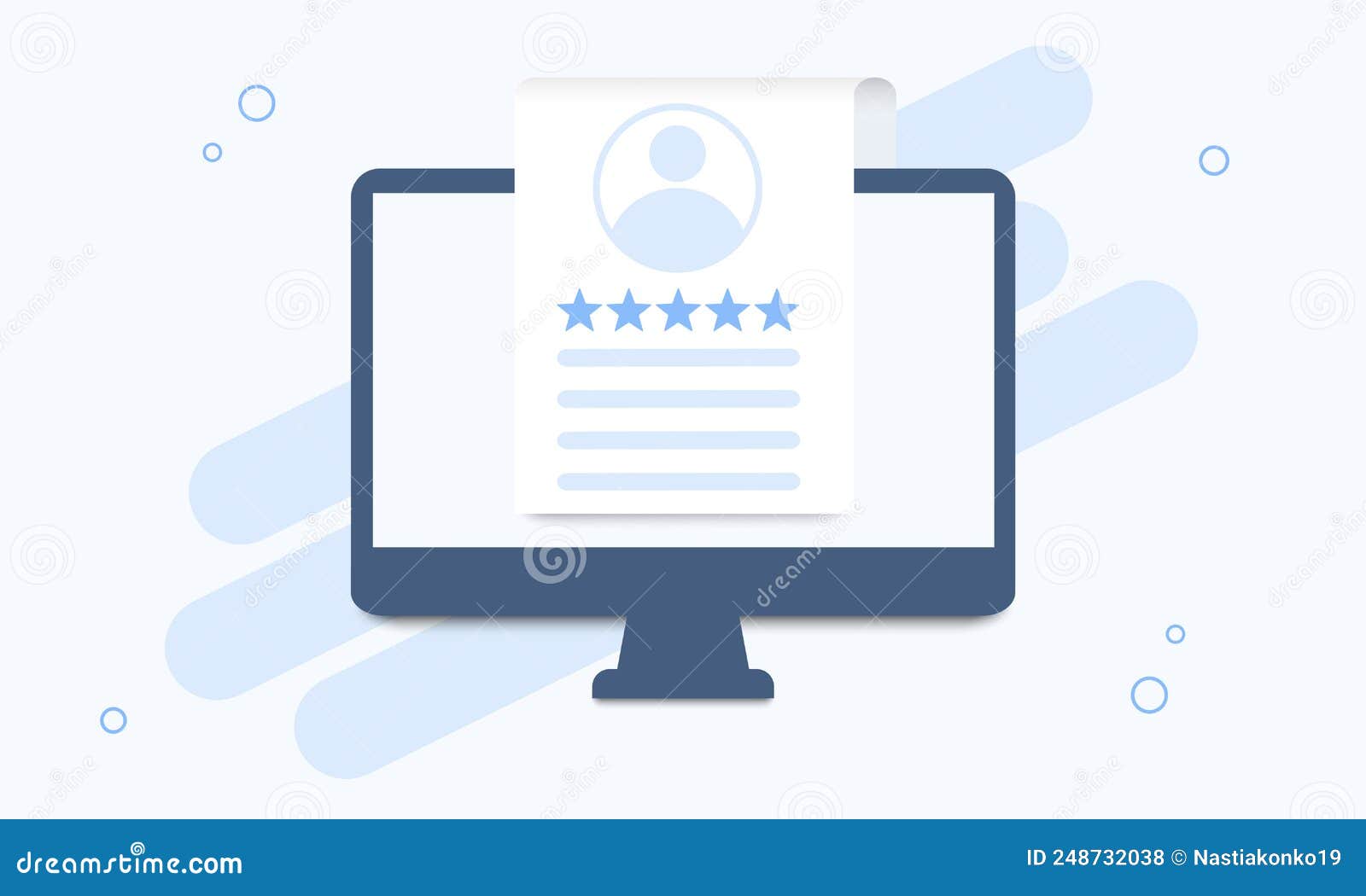 Computer with a List of Customer Reviews in a Flat Design. Template for ...