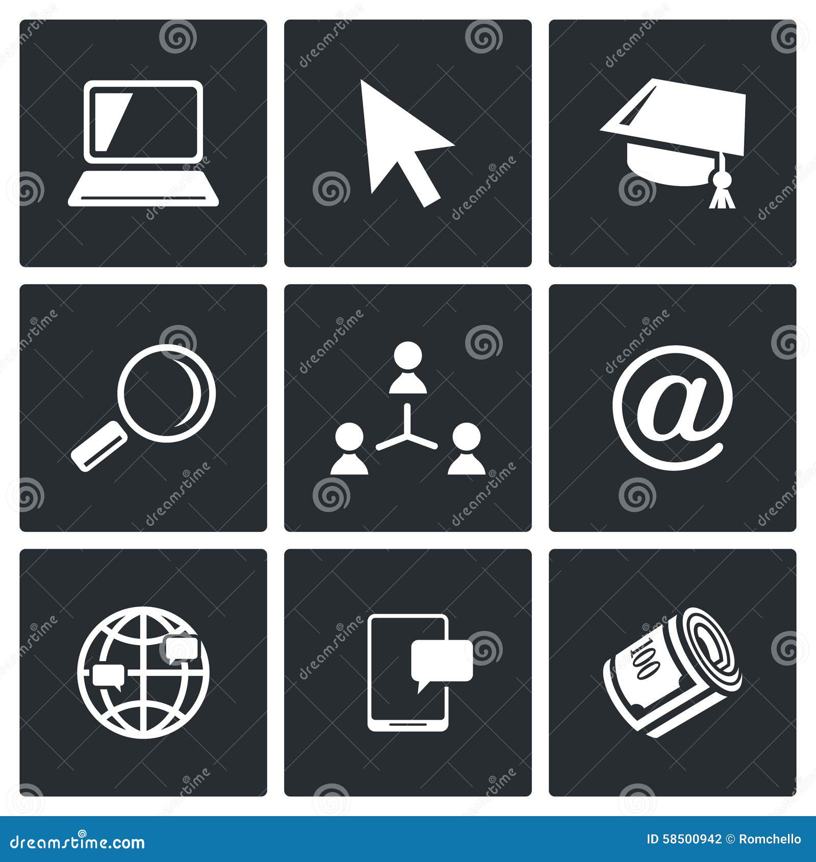 Computer Literacy Icons Set. Vector Illustration. Stock Illustration ...