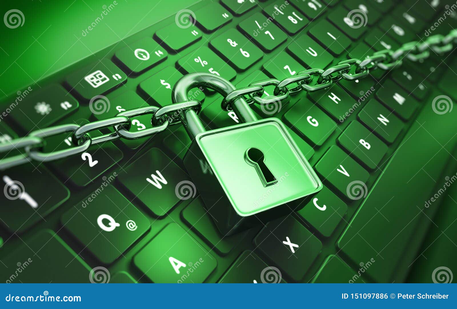 Computer Lock and Chain - Concept Security Stock Illustration ...