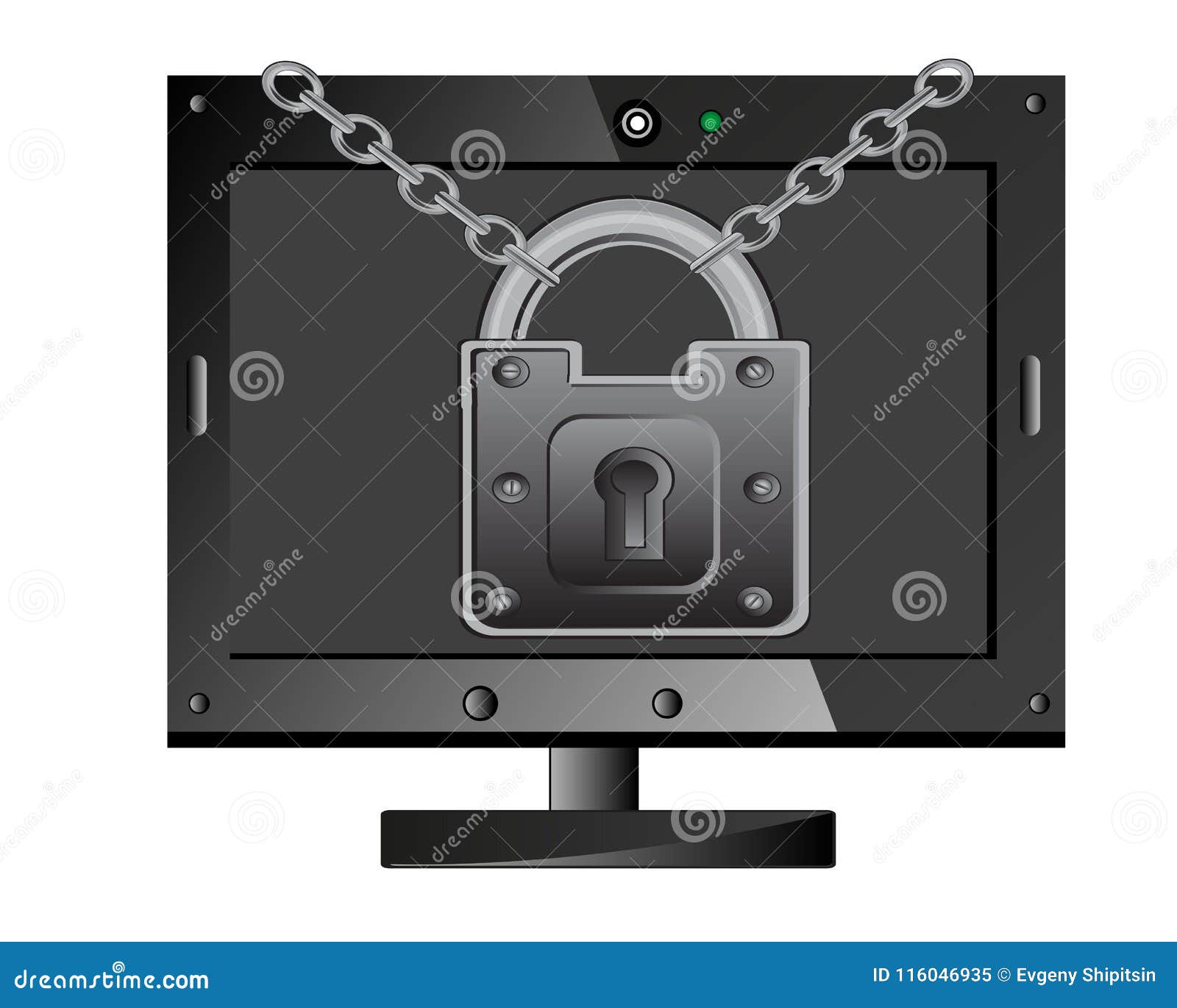 Computer on lock stock vector. Illustration of safety - 116046935