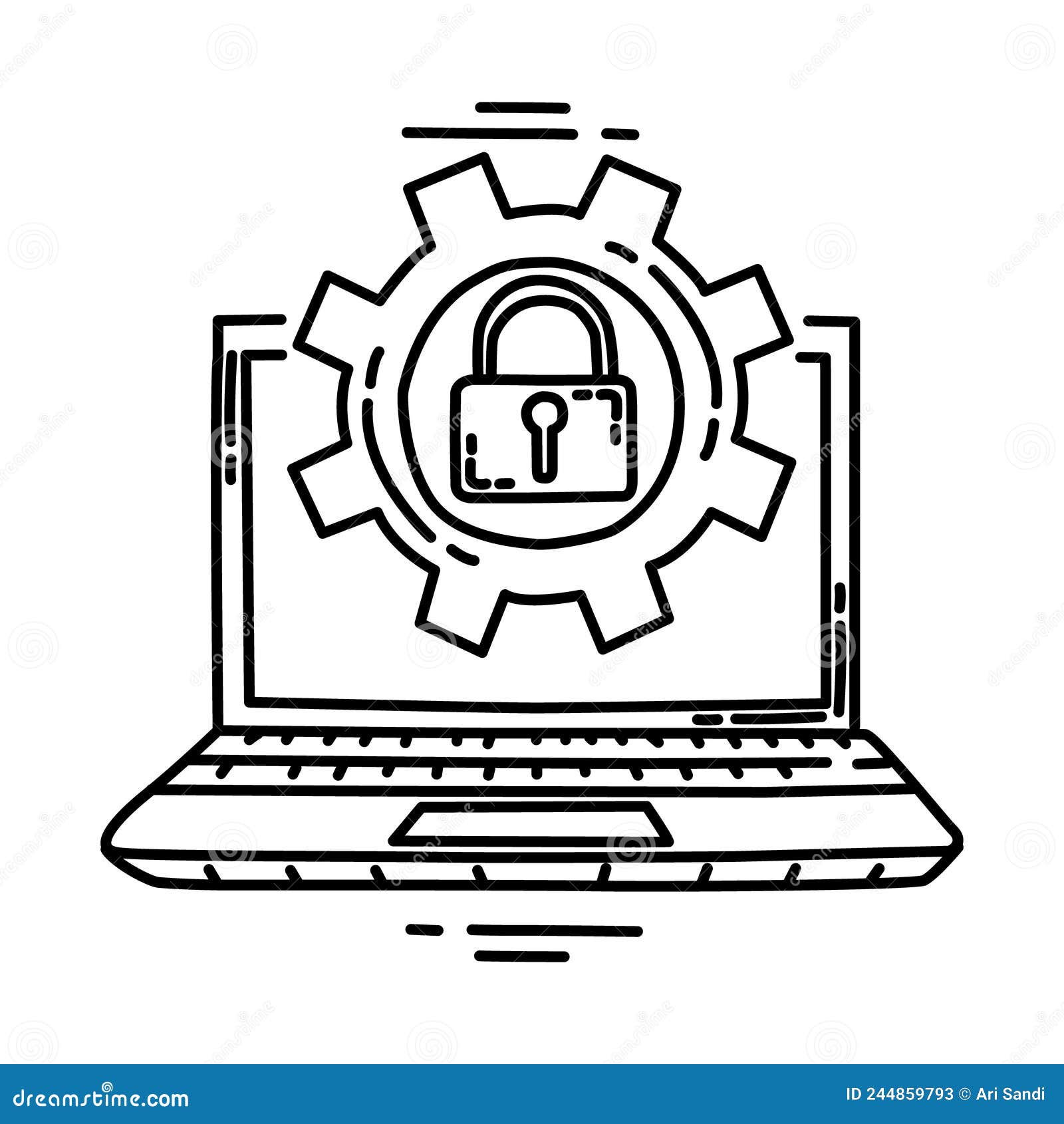 Computer Lock Icon. Doodle Hand Drawn or Outline Icon Style Stock ...