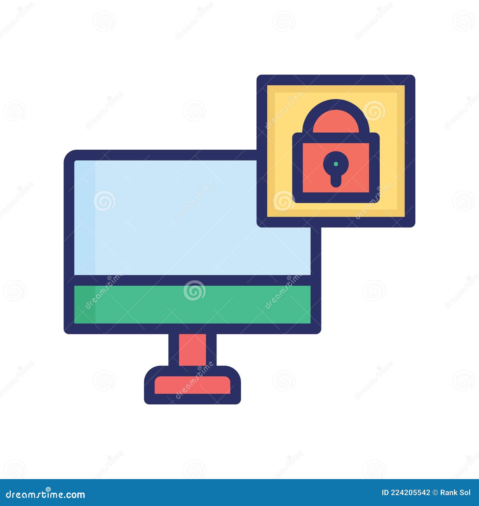 Computer Lock Icon Which Can Easily Modify or Edit Stock Vector ...