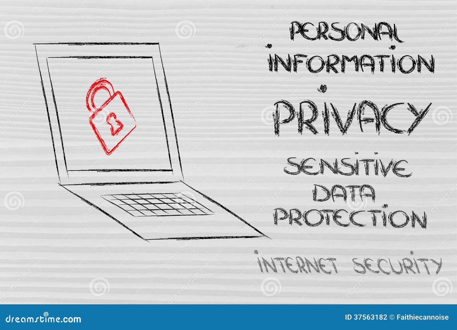 Computer with Lock: Internet Security and Confidential Information ...