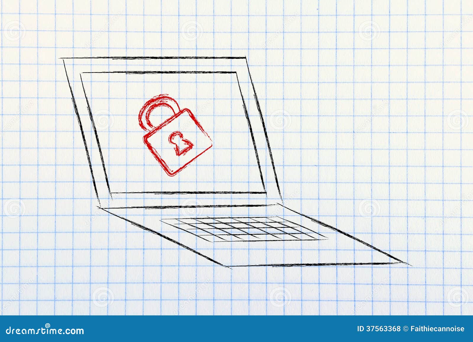 Computer with Lock: Internet Security and Confidential Information ...