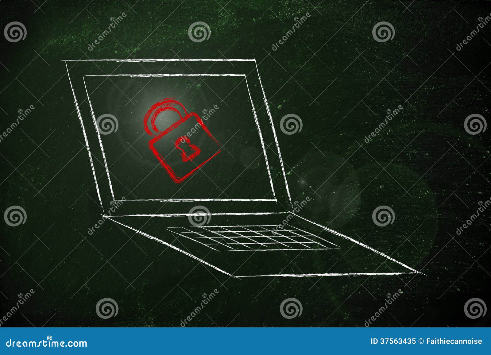 Computer with Lock: Internet Security and Confidential Information ...