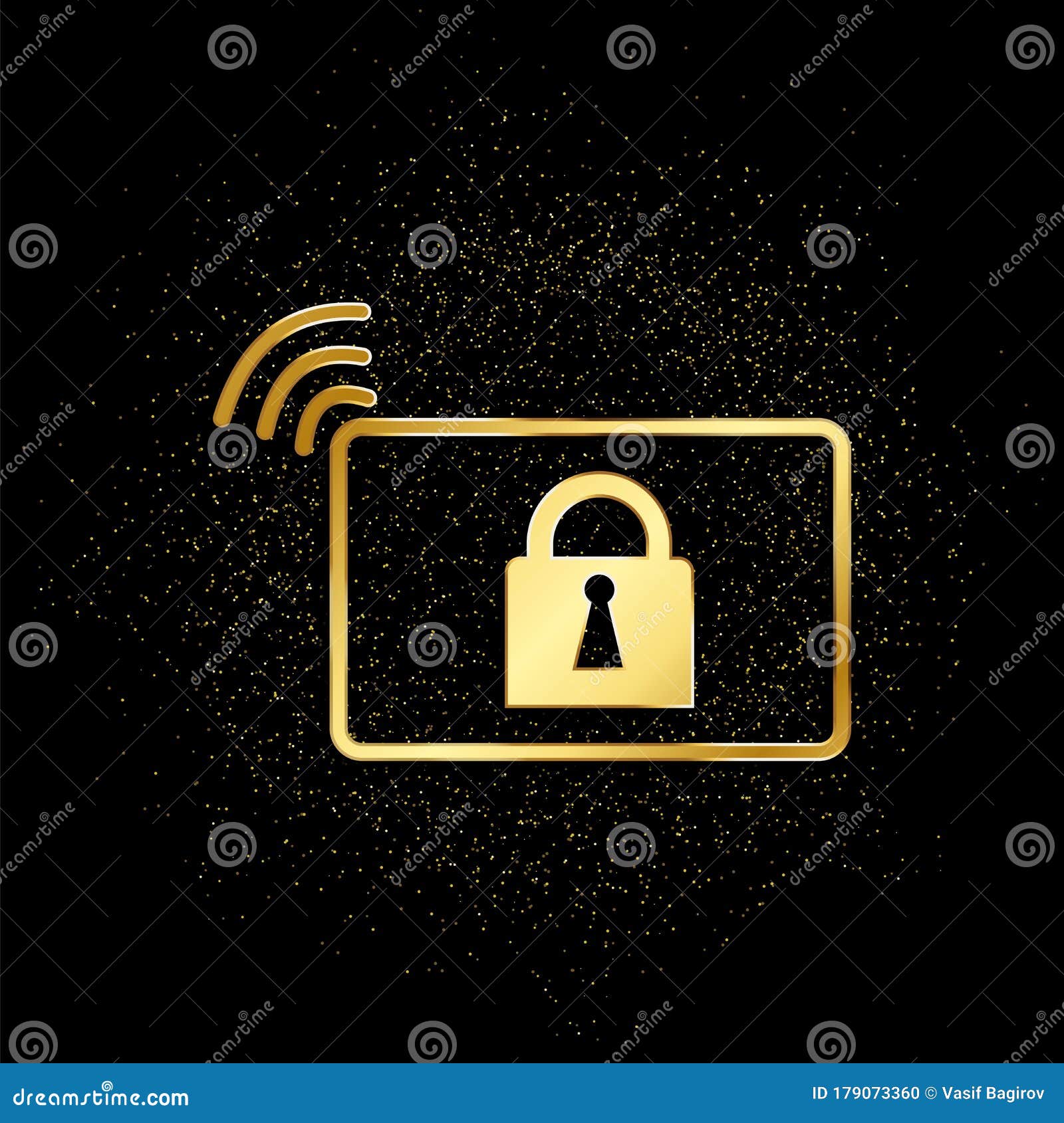 Computer, Lock Security Gold Icon. Vector Illustration of Golden ...