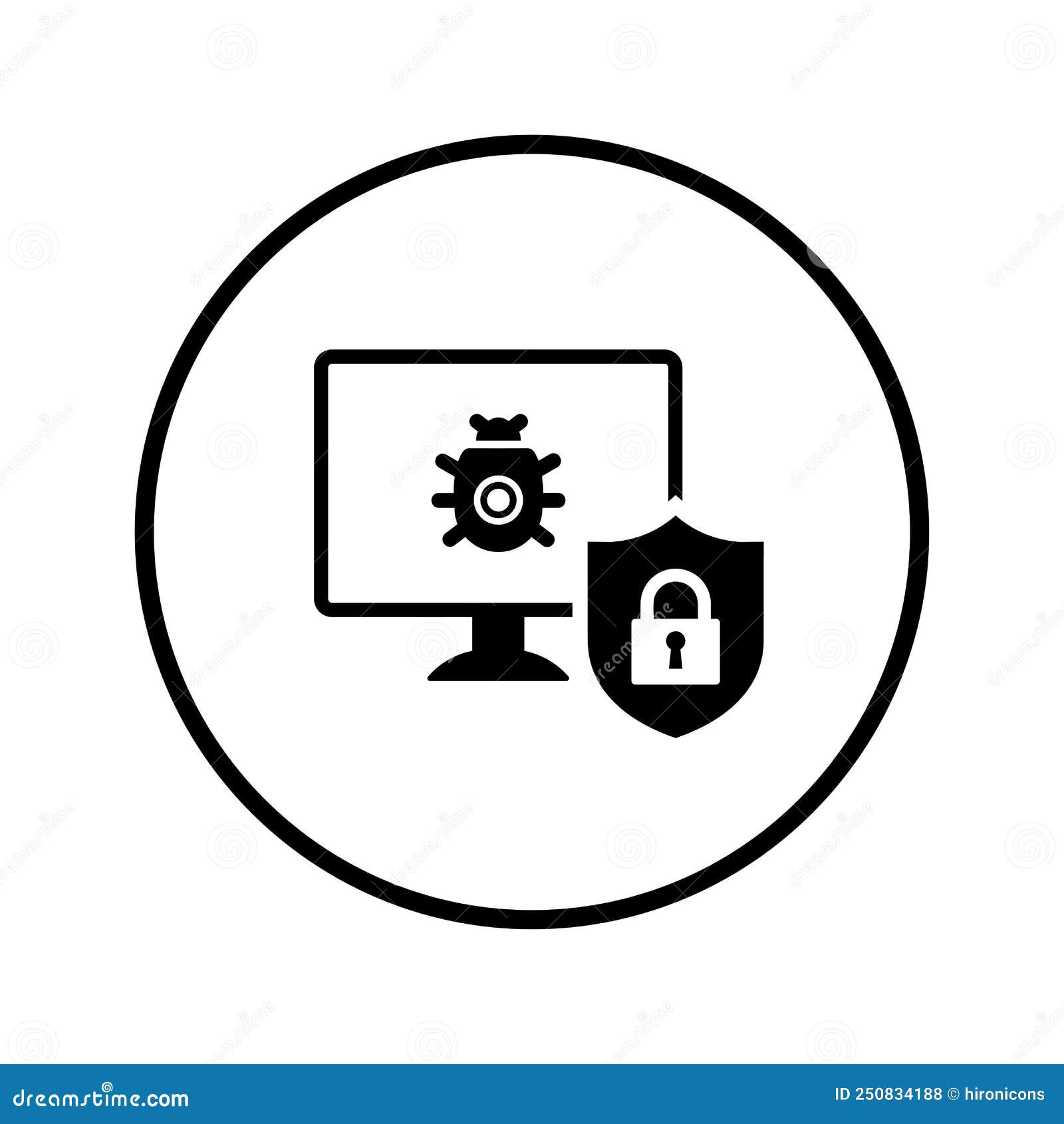 Computer, Locked, Virus Icon. Black Vector Graphics Stock Illustration ...