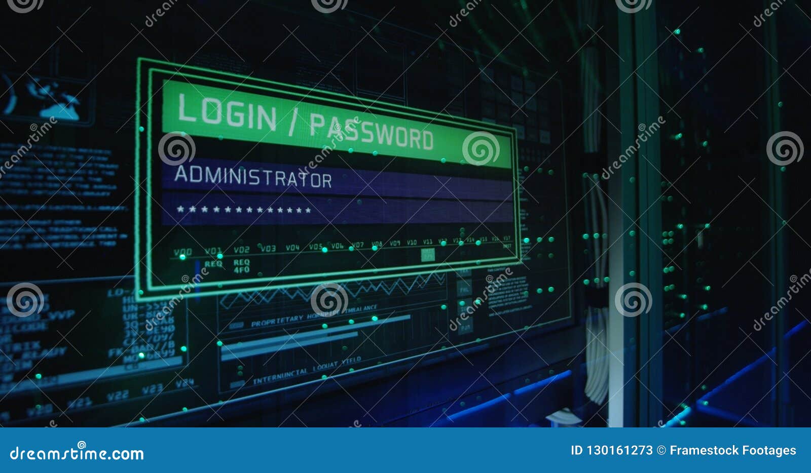 Computer Login Screen in a Modern Data Center Stock Image - Image of ...