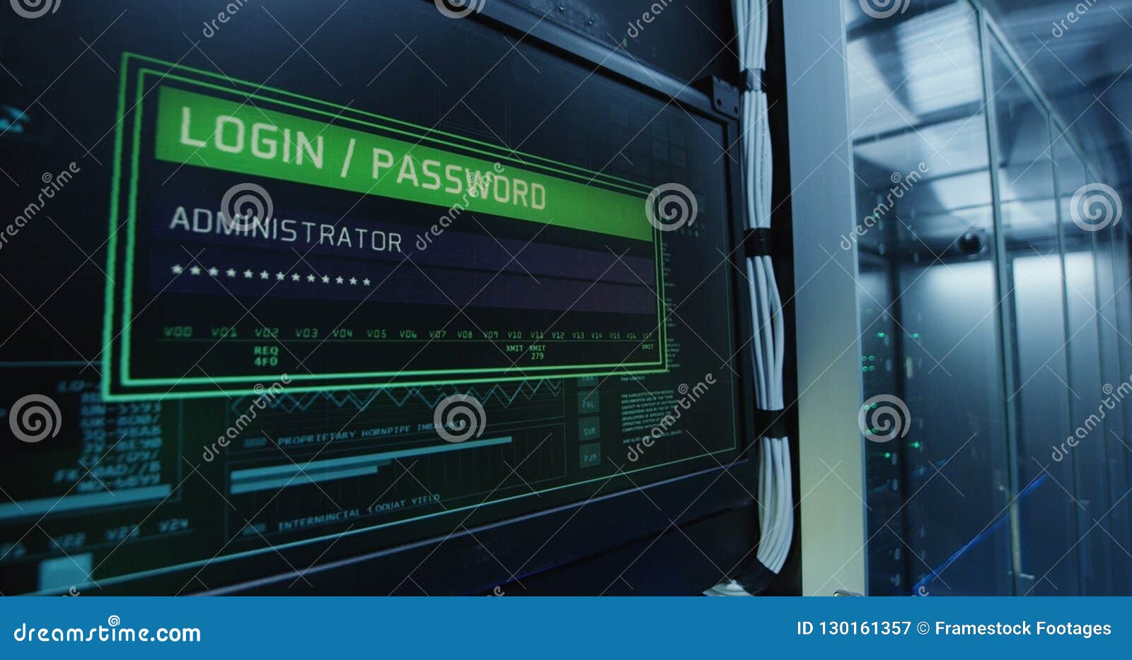Computer Login Screen in a Modern Data Center Stock Image - Image of ...