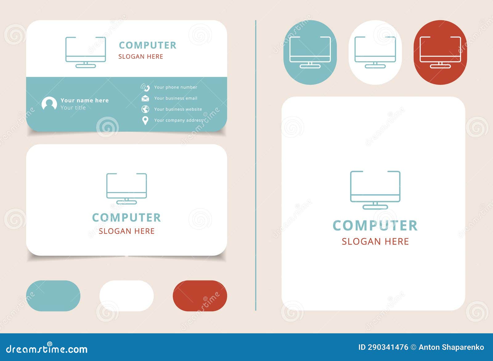 Computer Logo Design with Editable Slogan. Branding Book and Business ...