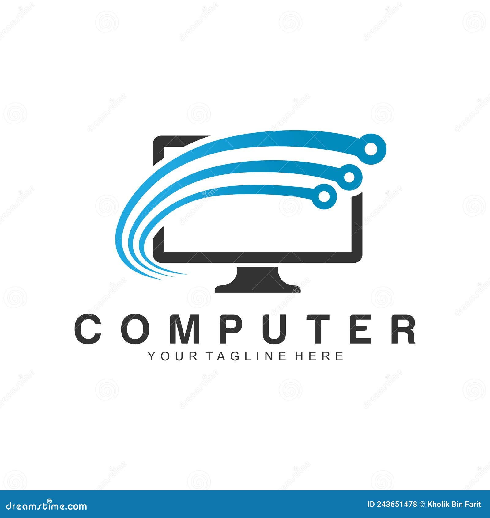 Computer Logo Vector Design Template Stock Vector - Illustration of ...