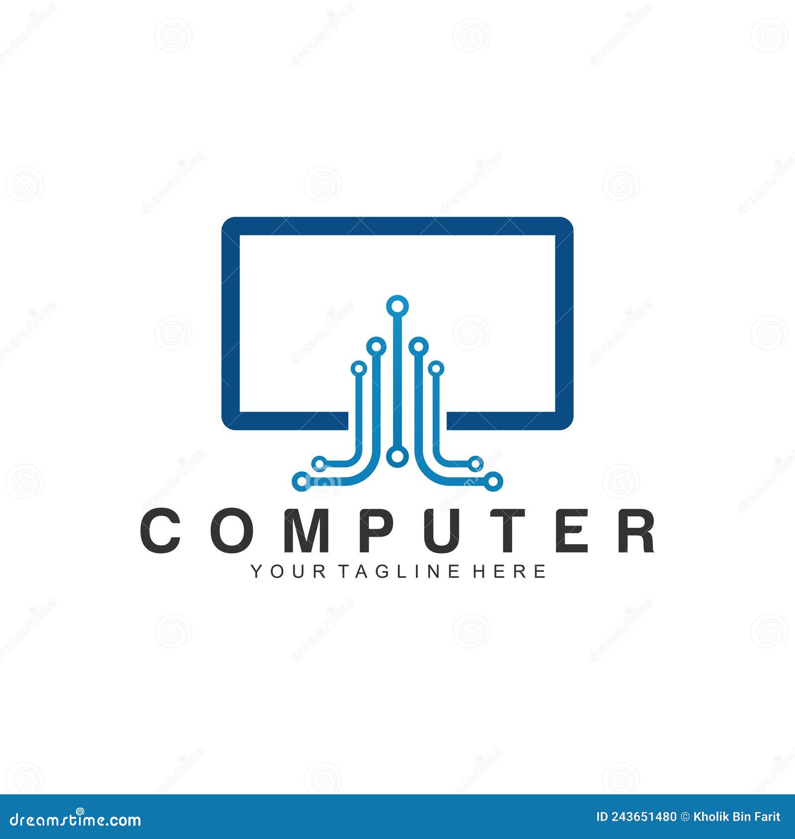 Computer Logo Vector Design Template Stock Vector - Illustration of ...