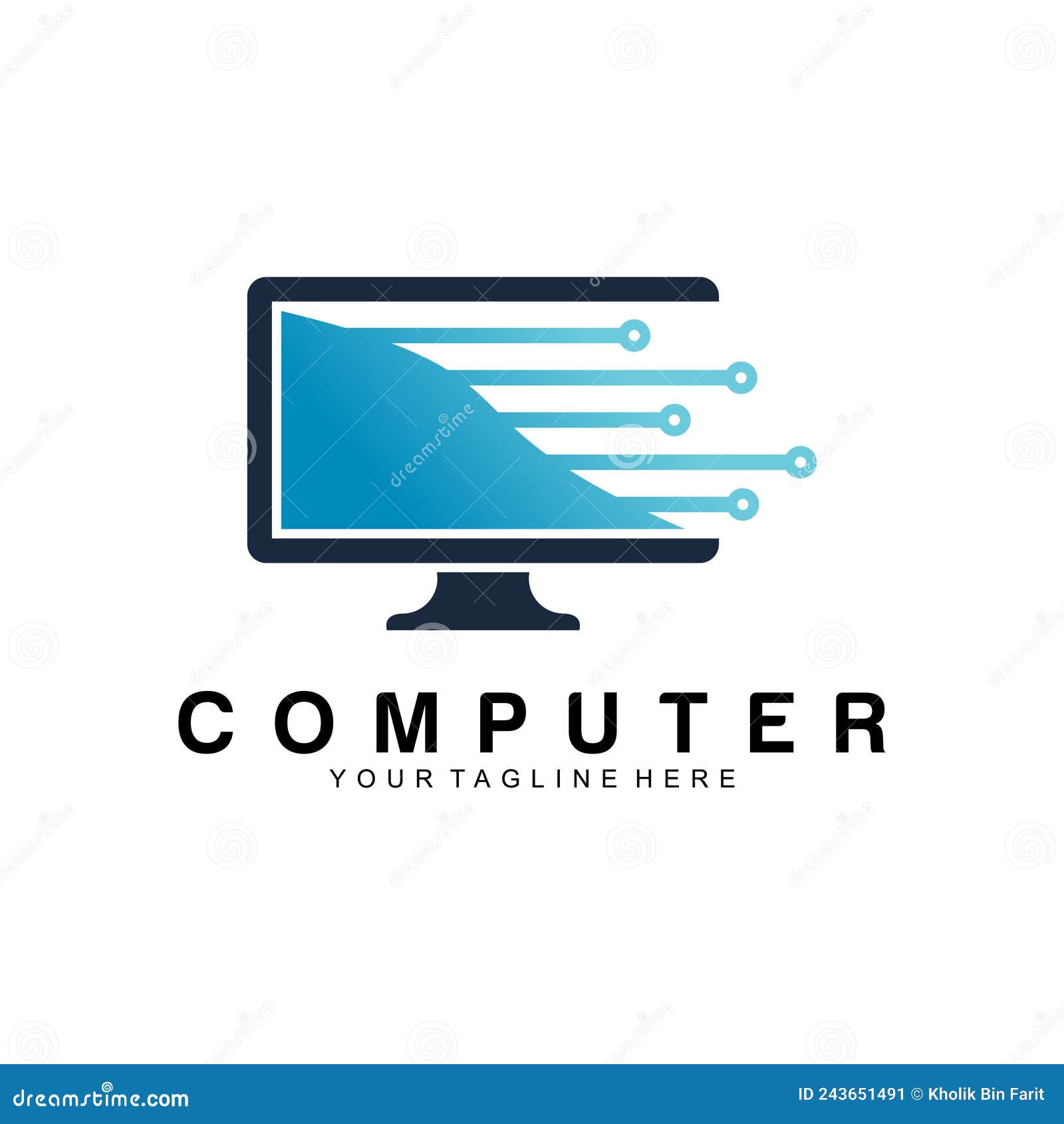 Computer Logo Vector Design Template Stock Vector - Illustration of ...