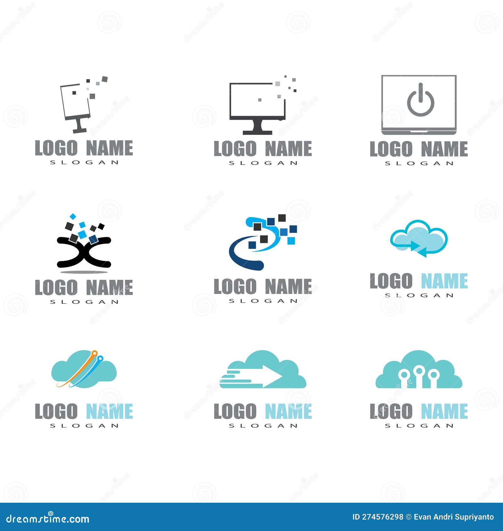 Computer Logo Template Vector Symbol Illustration Stock Vector ...