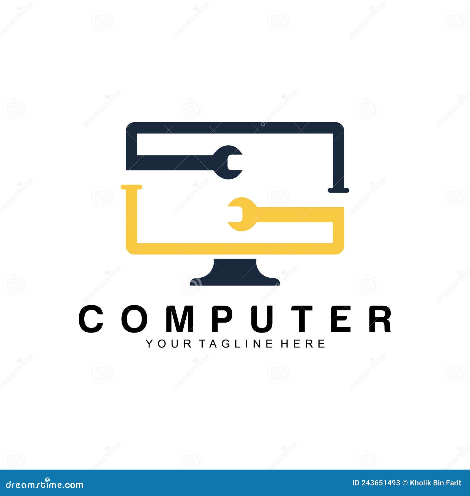 Computer Logo Vector Design Template Stock Vector - Illustration of ...
