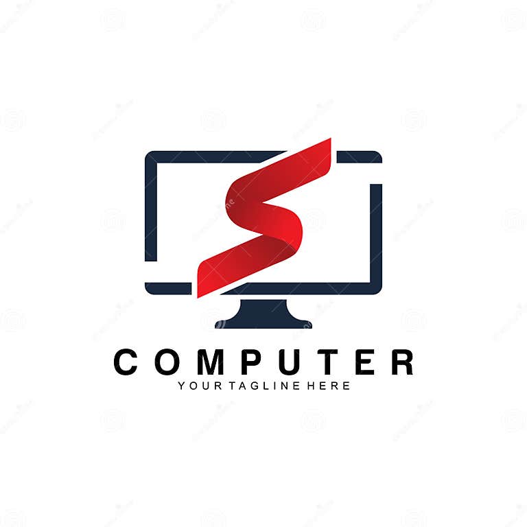 Computer Logo Vector Design Template Stock Vector - Illustration of ...