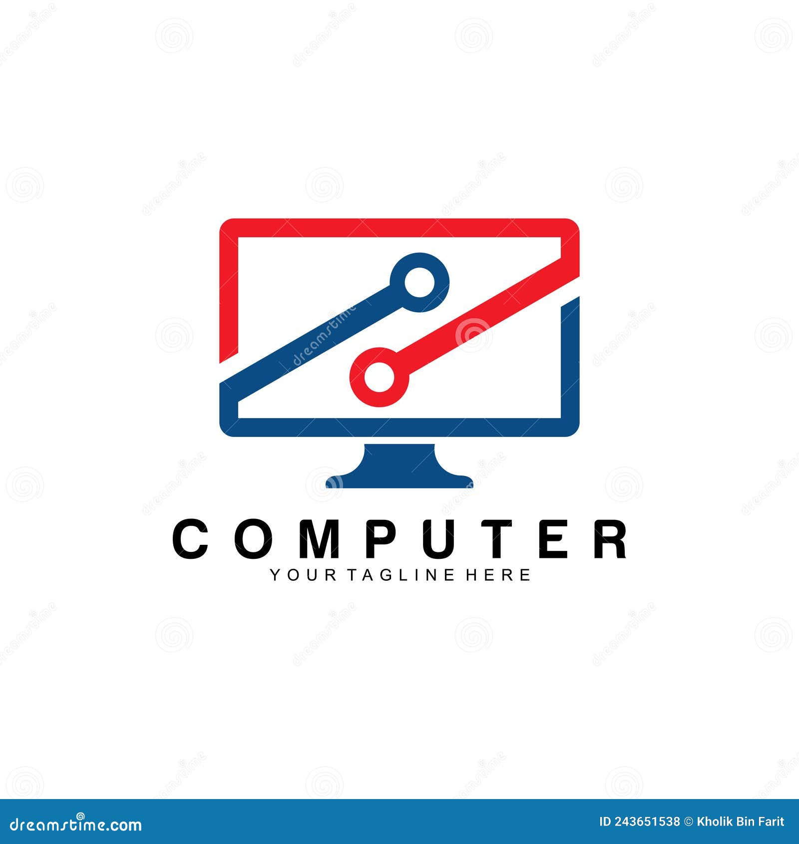 Computer Logo Vector Design Template Stock Vector - Illustration of ...