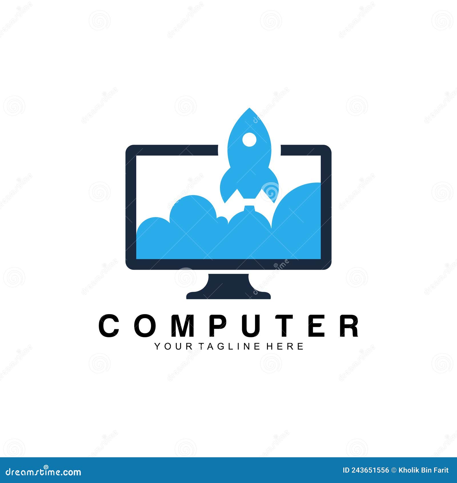 Computer Logo Vector Design Template Stock Vector - Illustration of ...