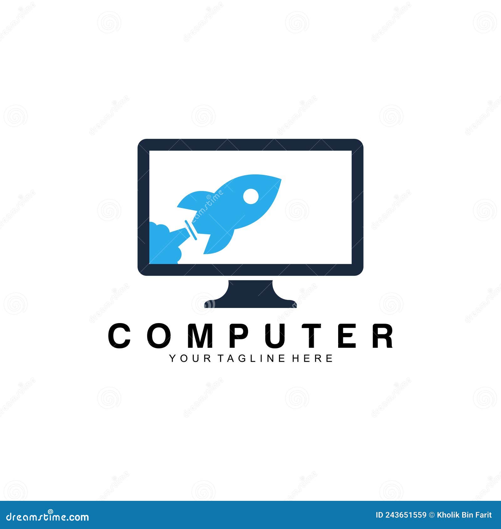 Computer Logo Vector Design Template Stock Vector - Illustration of ...