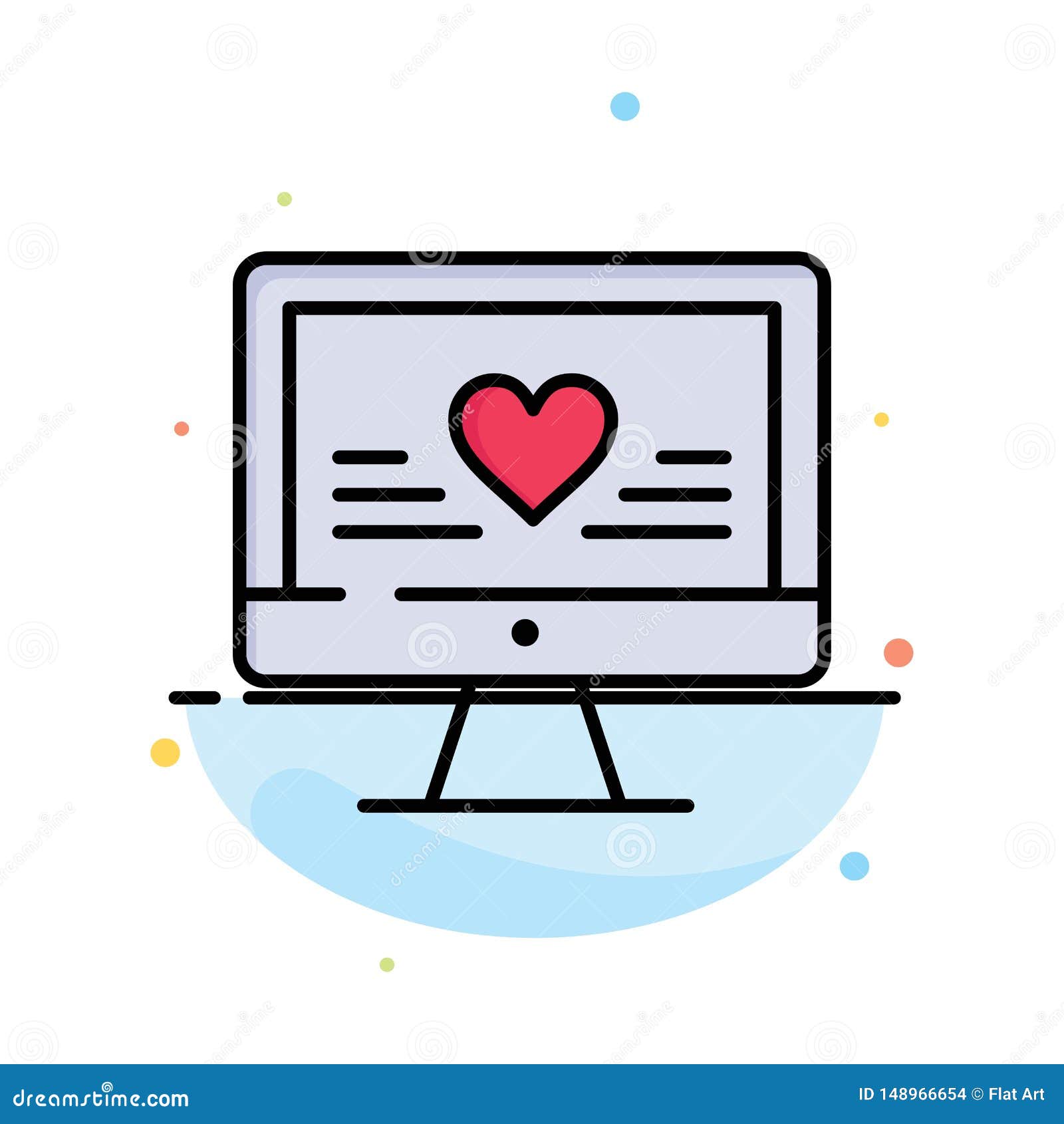 Computer, Love, Heart, Wedding Abstract Flat Color Icon Template Stock ...