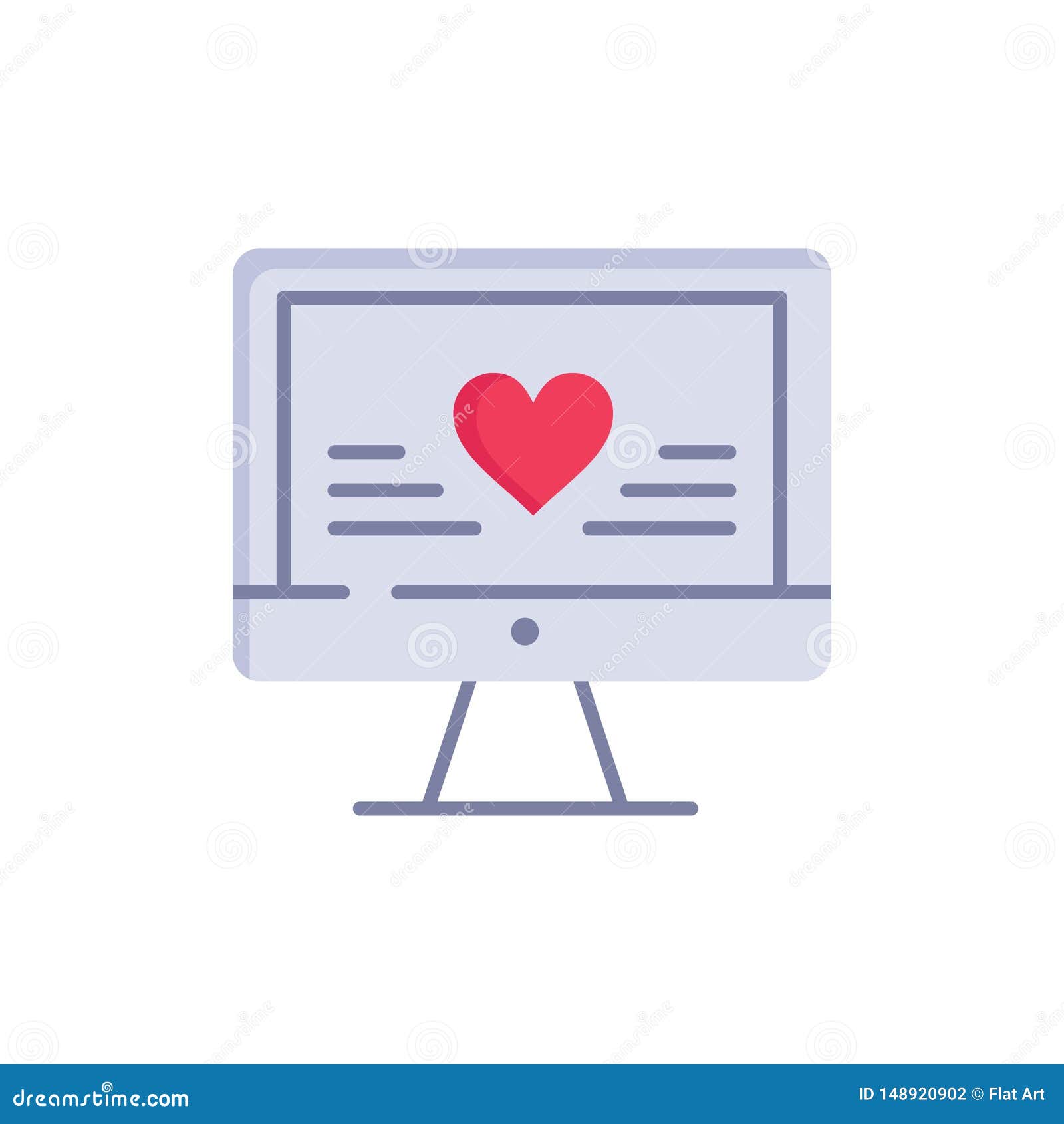 Computer, Love, Heart, Wedding Flat Color Icon. Vector Icon Banner ...