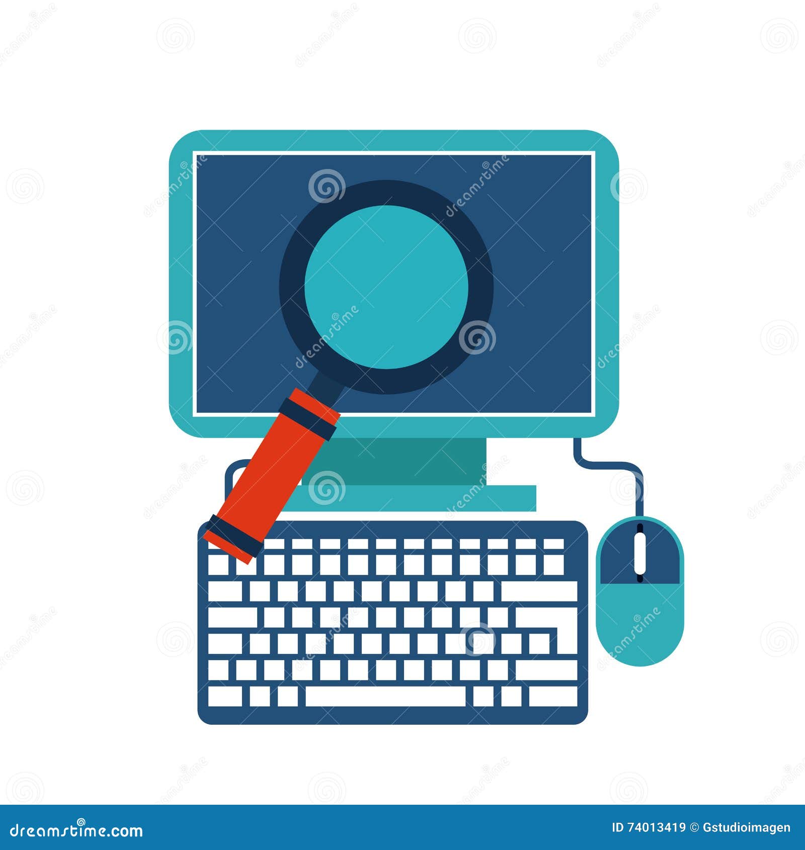 Computer and Lupe Icon. Technology Design. Vector Graphic Stock ...