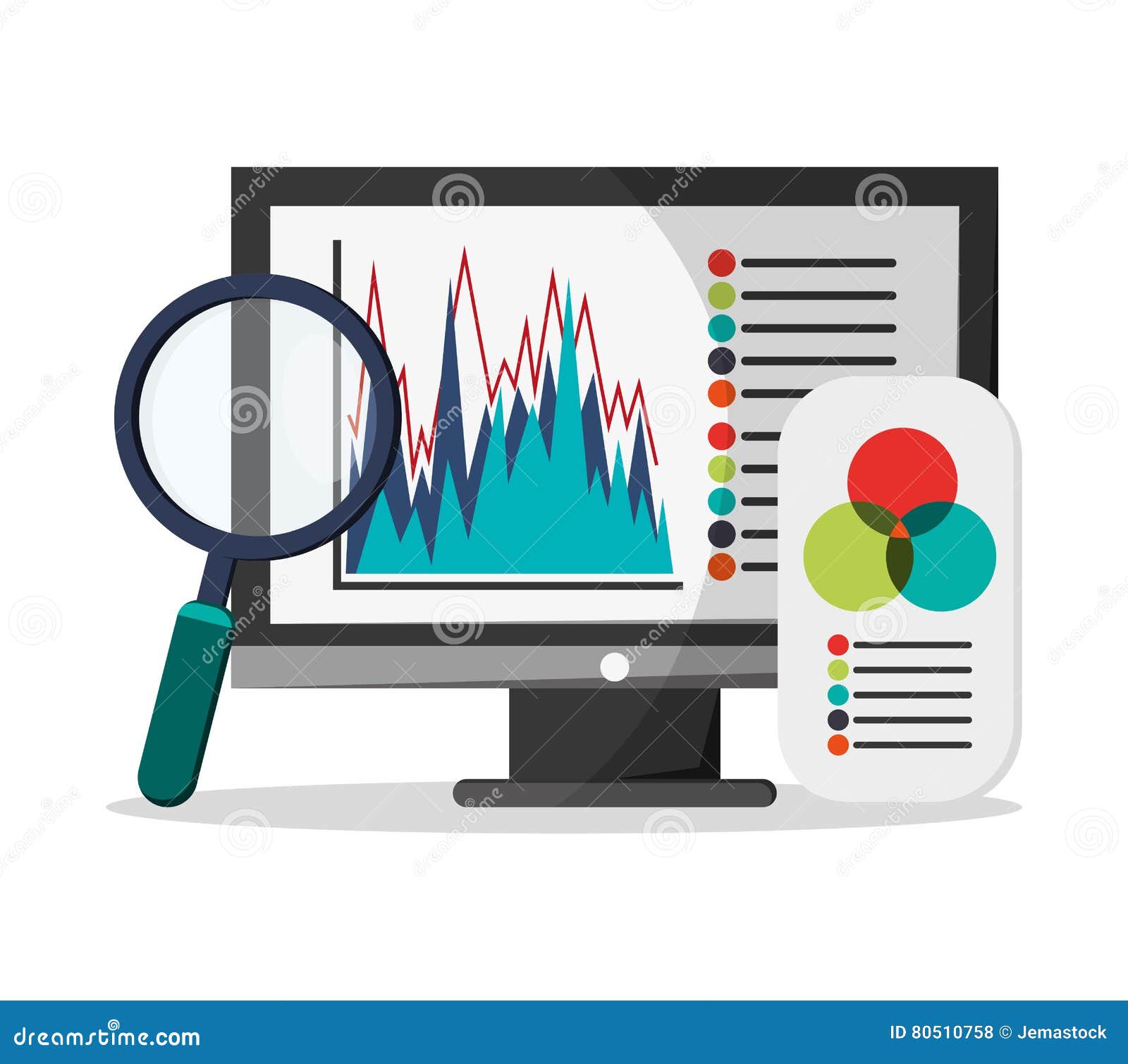 Computer Lupe and Infographic Design Stock Vector - Illustration of ...