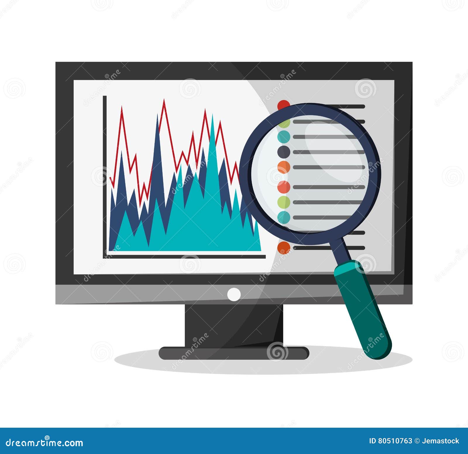Computer Lupe and Infographic Design Stock Vector - Illustration of ...