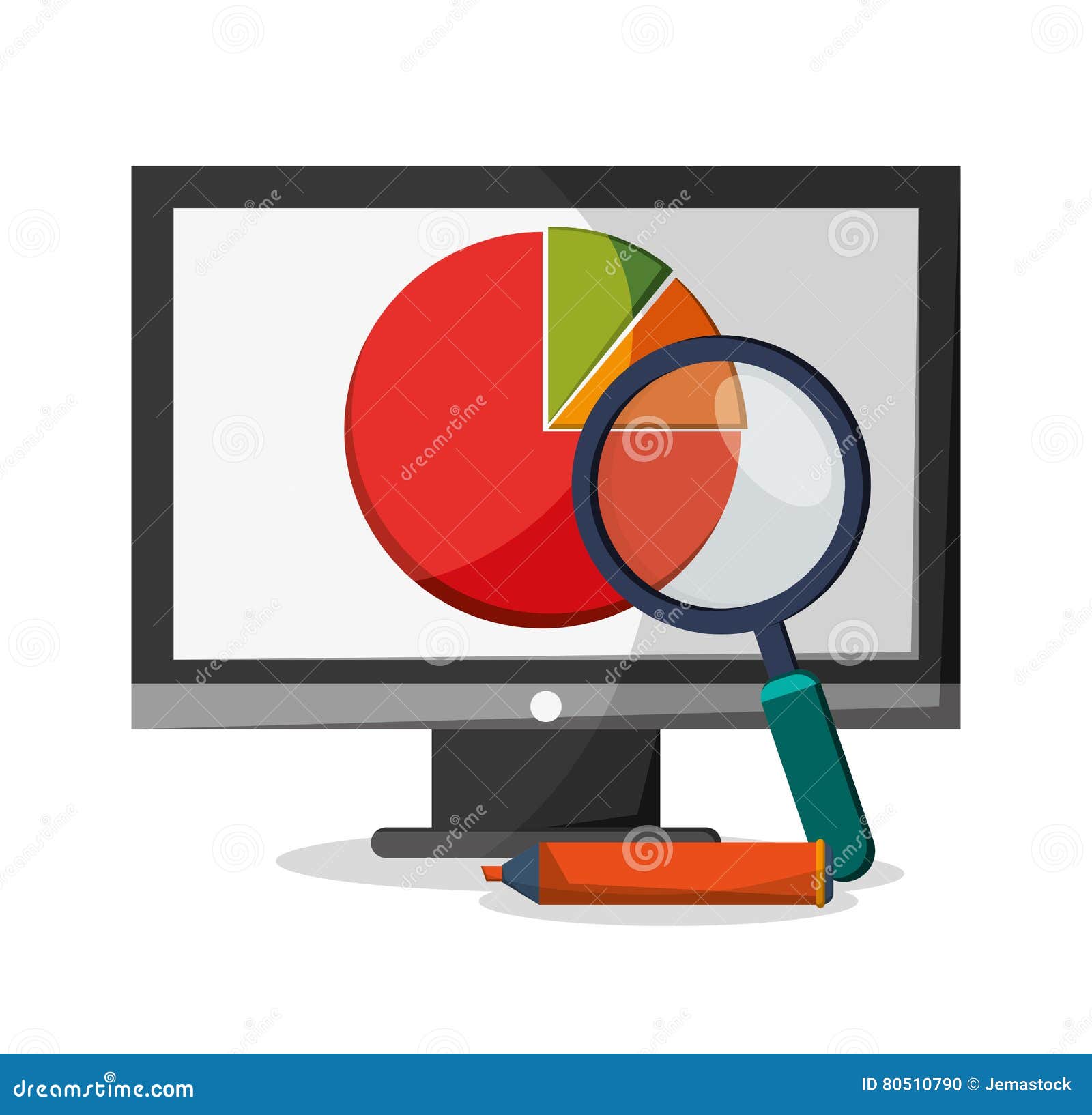 Computer Lupe and Infographic Design Stock Vector - Illustration of ...
