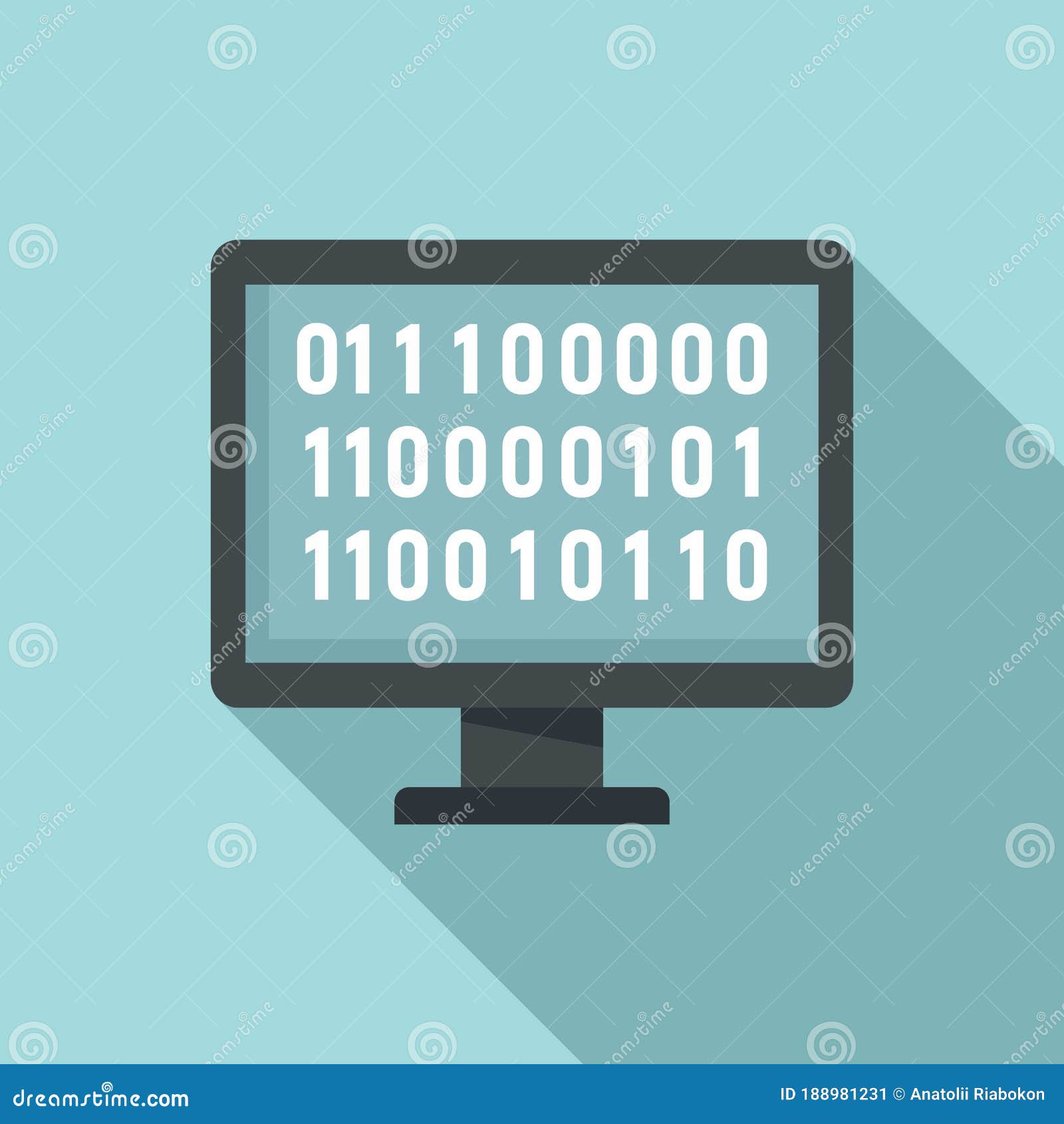 Computer Machine Learning Icon, Flat Style Stock Vector - Illustration ...