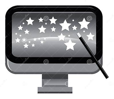 Computer magic stock vector. Illustration of panel, cartoon - 14562458