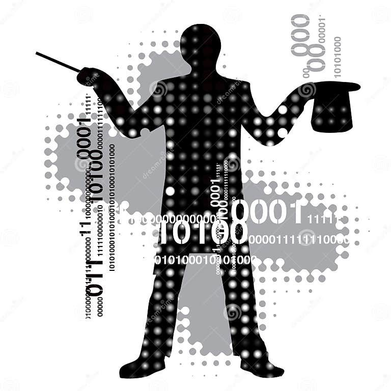 Computer_magician stock vector. Illustration of hand - 20307784