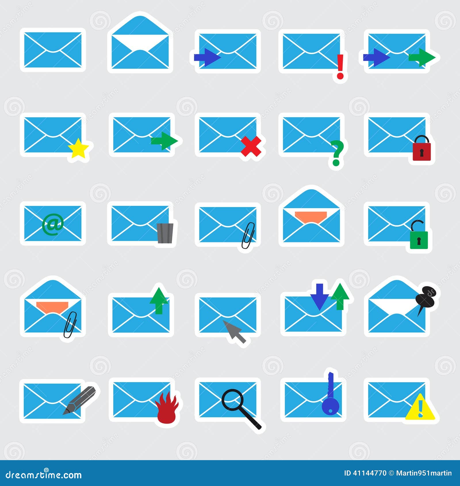 Computer Mail Blue Stickers Eps10 Stock Vector - Illustration of blue ...