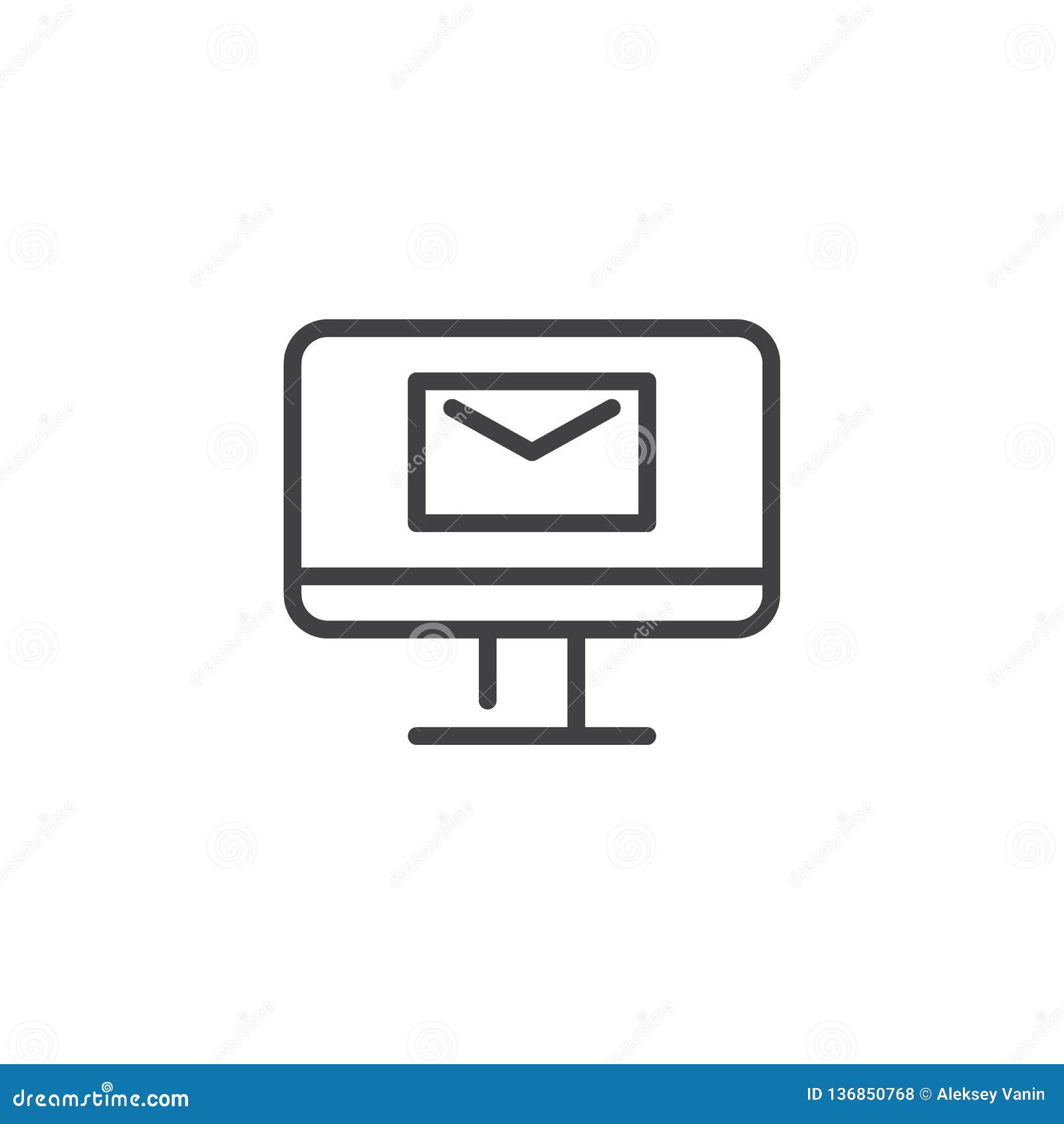 Computer with Mail Envelope Line Icon Stock Vector - Illustration of ...