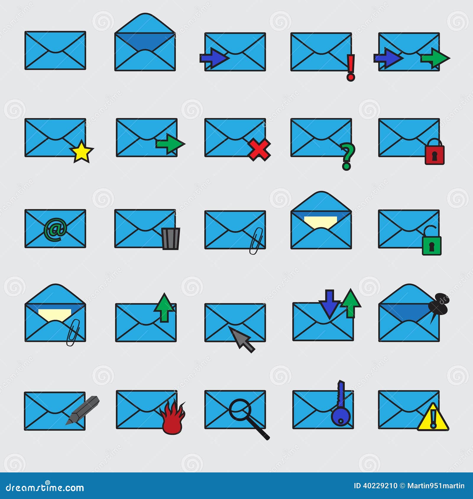 Computer Mail Simple Blue Icons Eps10 Stock Vector - Illustration of ...