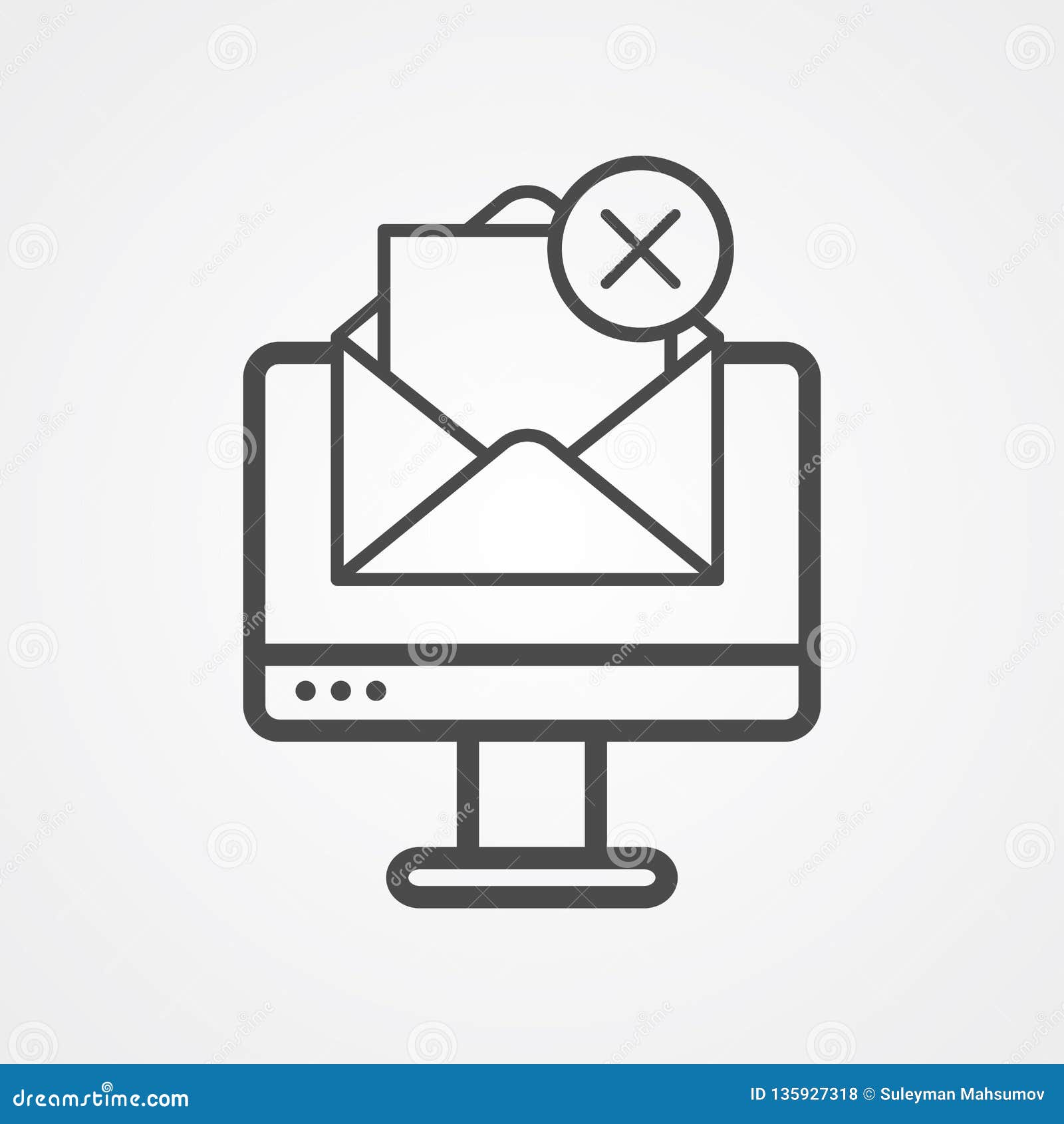 Computer with Mail Vector Icon Sign Symbol Stock Vector - Illustration ...