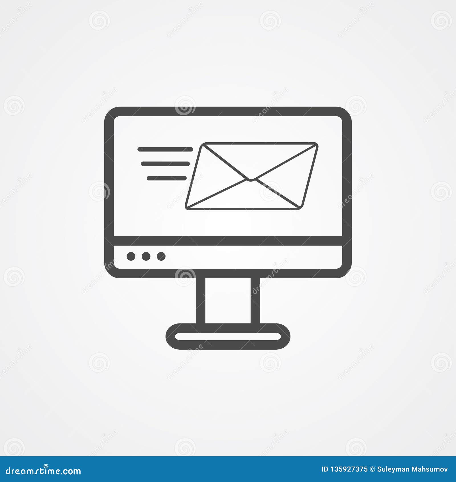 Computer with Mail Vector Icon Sign Symbol Stock Vector - Illustration ...