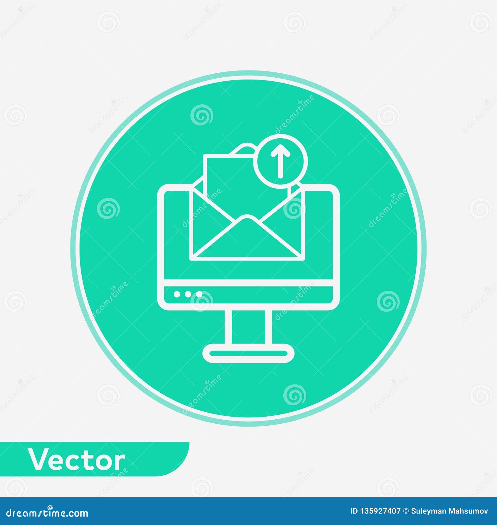 Computer with Mail Vector Icon Sign Symbol Stock Vector - Illustration ...