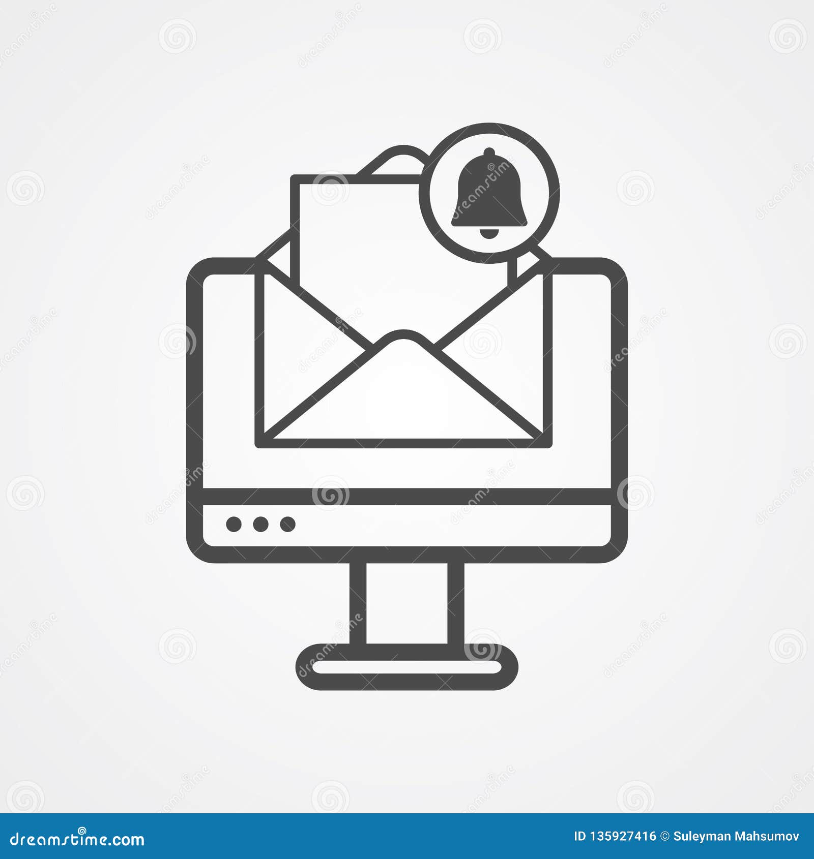 Computer with Mail Vector Icon Sign Symbol Stock Vector - Illustration ...