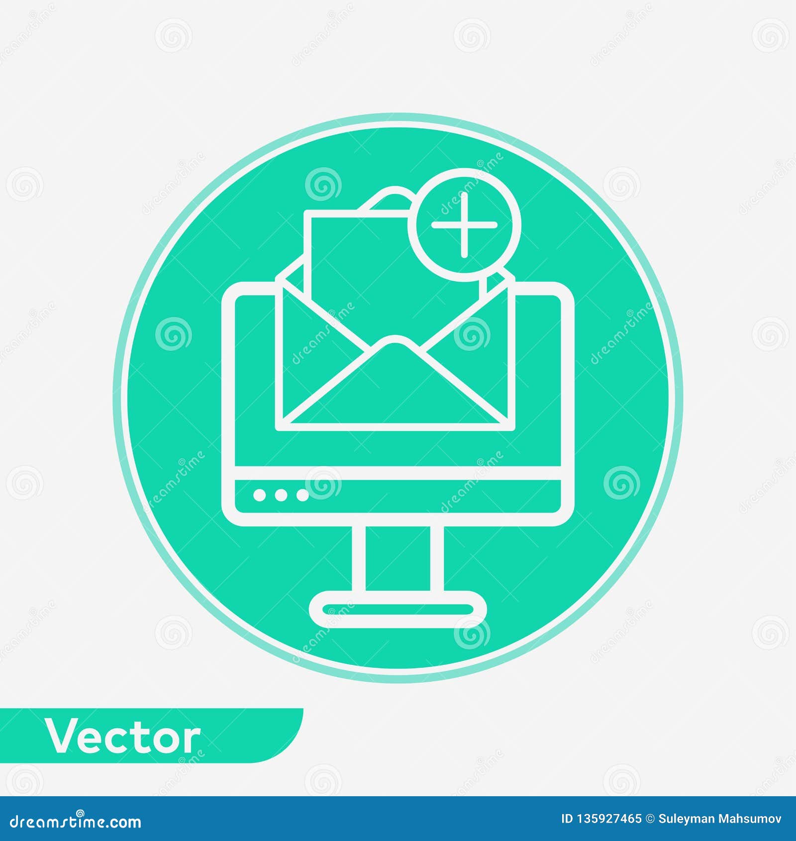 Computer with Mail Vector Icon Sign Symbol Stock Vector - Illustration ...