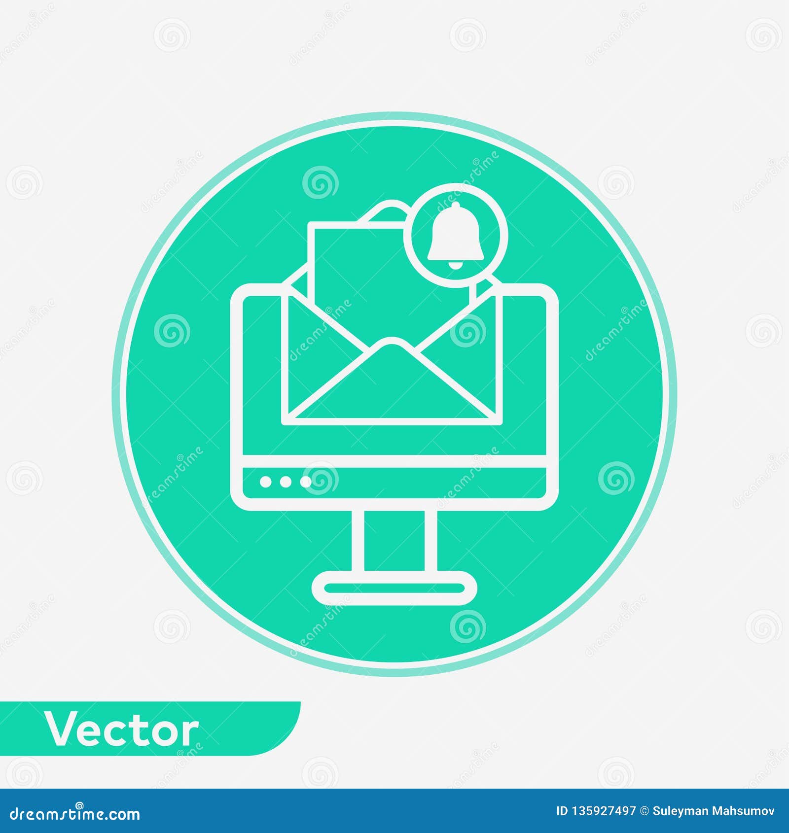 Computer with Mail Vector Icon Sign Symbol Stock Vector - Illustration ...